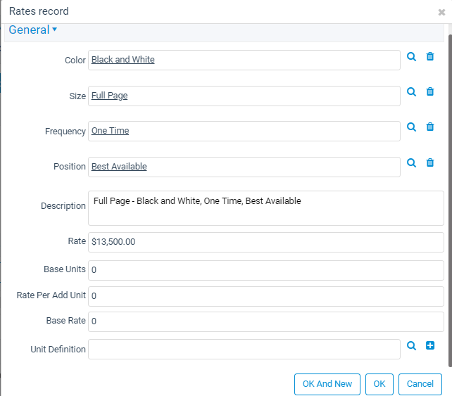 About the Rates Form – Aptify Support