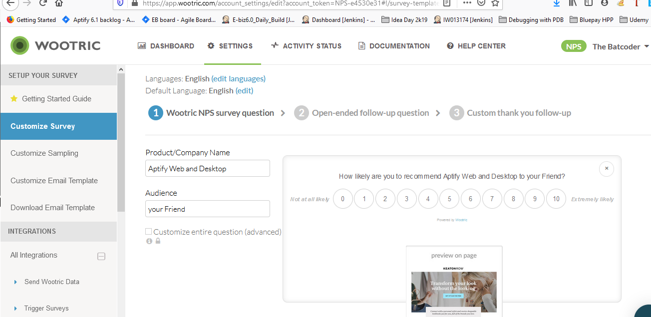 Wootric Integration with Aptify 7.0 – Aptify Support