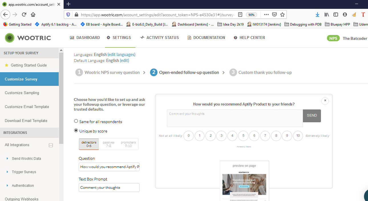 Wootric Integration with Aptify 7.0 – Aptify Support