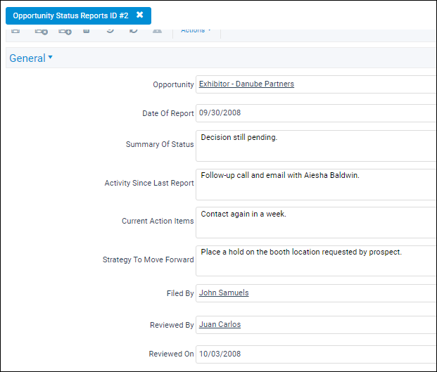 Reviewing an Opportunity Status Report – Aptify Support