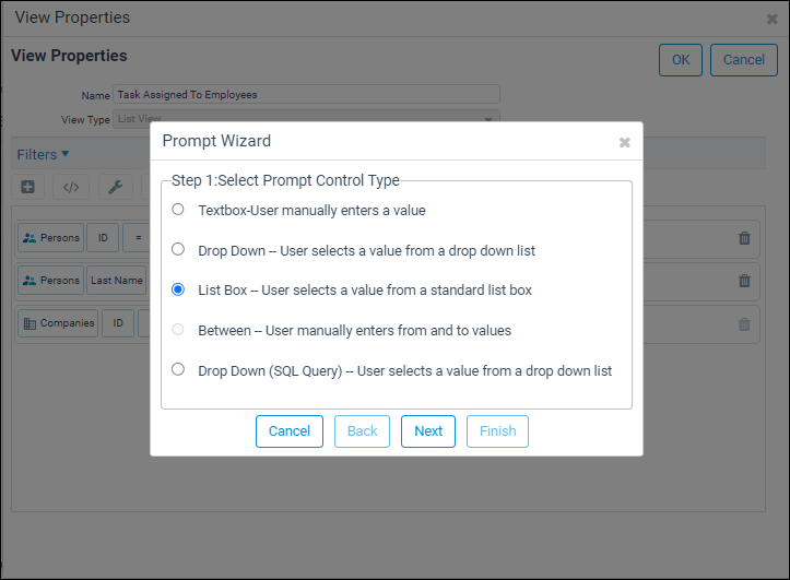 Creating a List Box Prompt View – Aptify Support