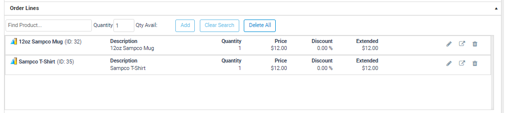 About the Order Lines Area – Aptify Support