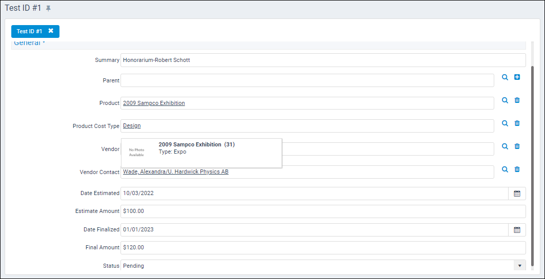 About the Product Cost Details Form – Aptify Support