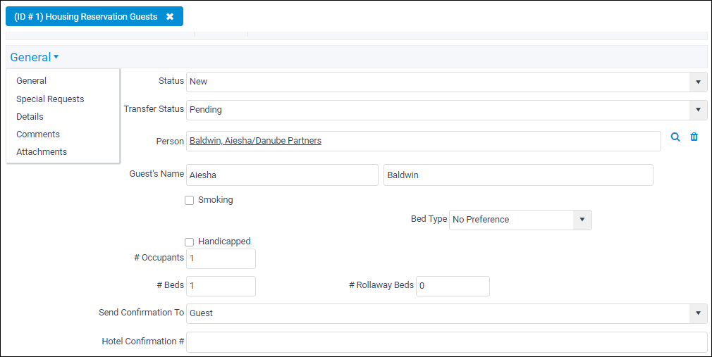 About the Housing Reservation Guests Form – Aptify Support