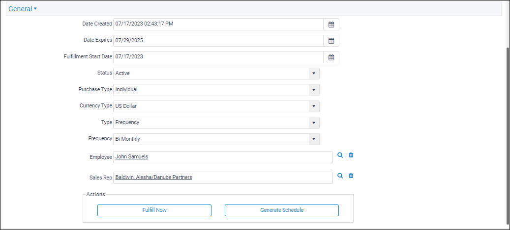 About the Standing Orders Form – Aptify Support