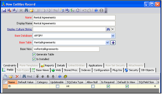 Creating the Rental Agreements Entity Sample Application Example – Aptify Support