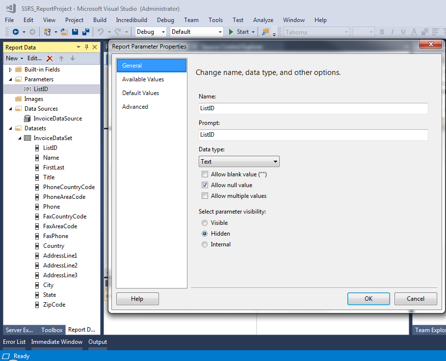 Working With SSRS Reports Using Visual Studio Aptify Support