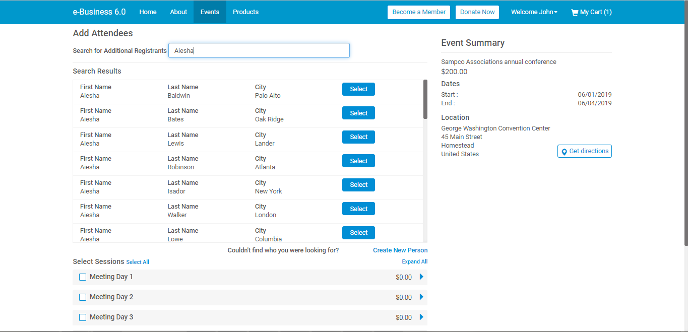 Registering for an Event – Aptify Support