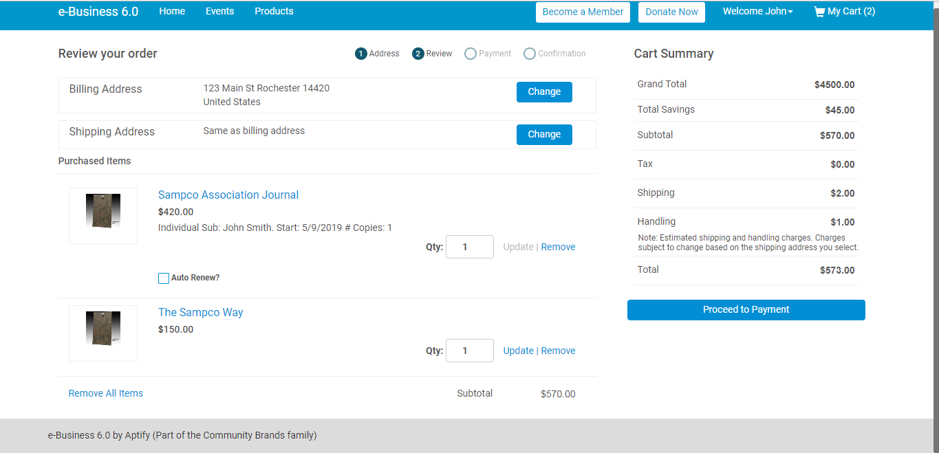 Buying a Product – Aptify Support