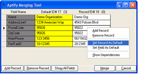 Merging Records – Aptify Support