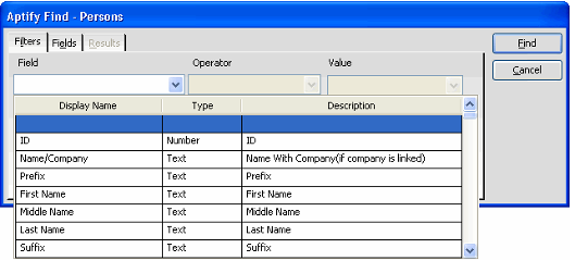 Defining the Advanced Find Dialog Filters – Aptify Support