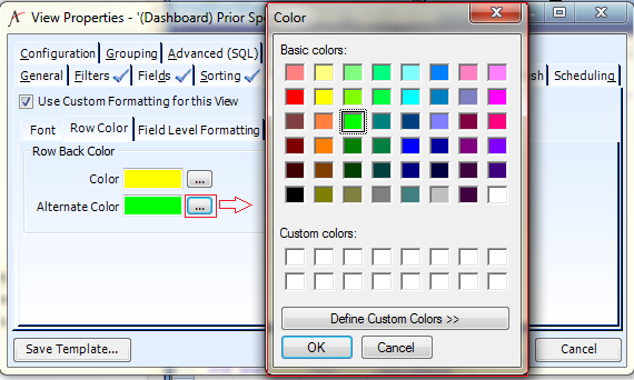 Modifying Row Color in a List View – Aptify Support