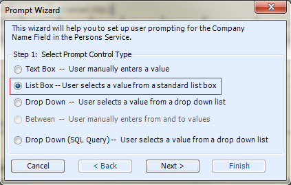 Creating a List Box Prompt View – Aptify Support