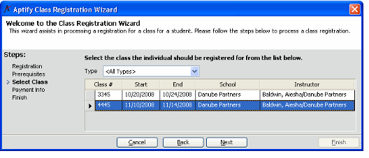 Enrolling a Student with the Class Registration Wizard – Aptify Support
