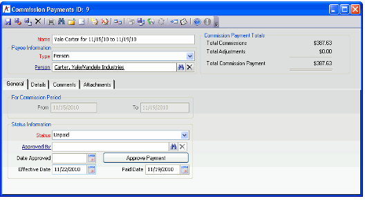 About the Commission Payments Form – Aptify Support