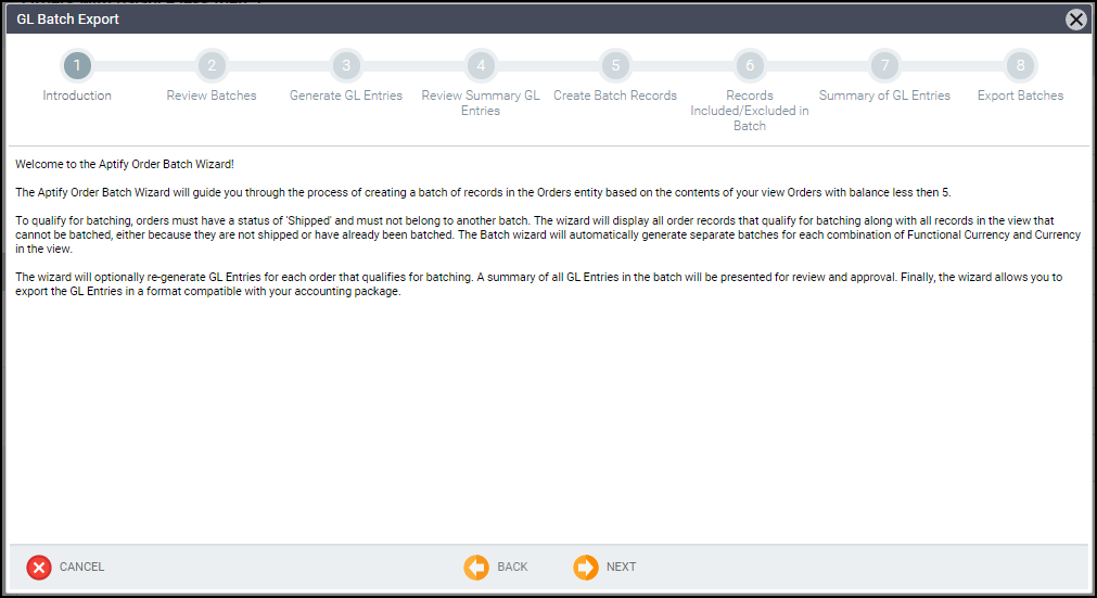 Creating General Ledger Batches in the Web Interface – Aptify Support
