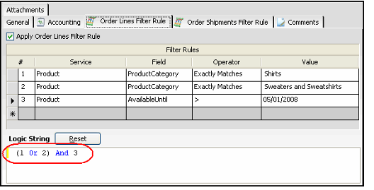 Specifying Order Lines Filter Rules – Aptify Support