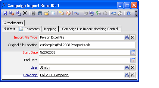 About the Campaign Import Runs Form – Aptify Support