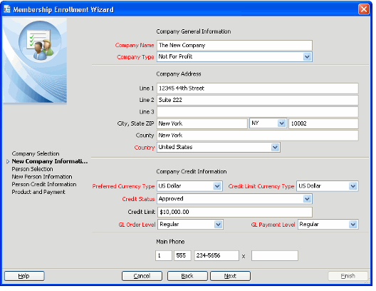 Creating New Companies Record through the Membership Enrollment Wizard ...