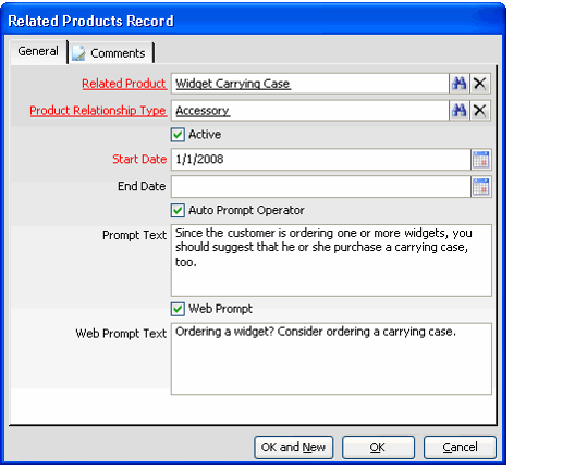 About the Related Products Form – Aptify Support