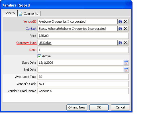Associating Vendors with Products – Aptify Support