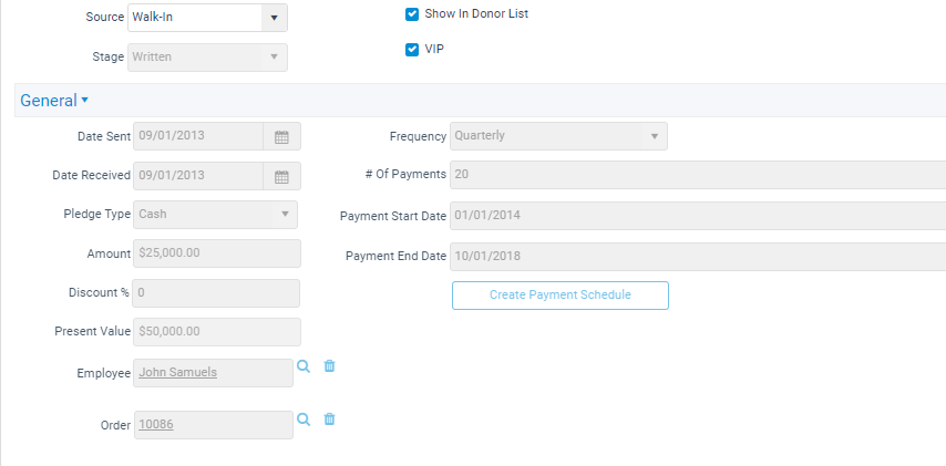About the Pledges Form – Aptify Support