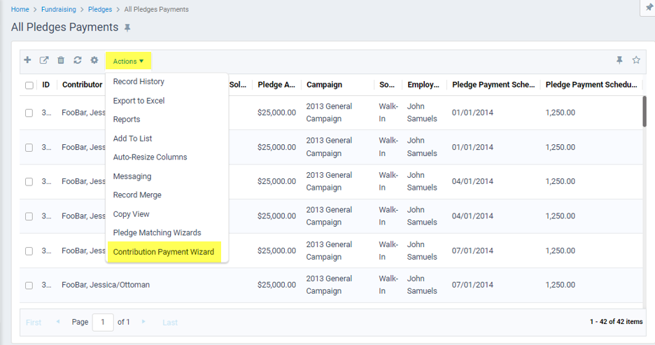 Recording Cash Pledge Payments – Aptify Support